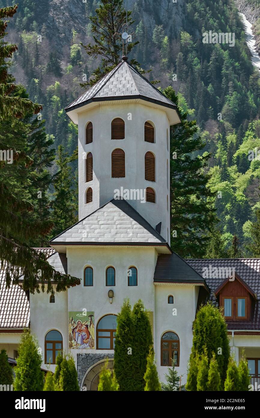 Caraiman Monastery Church at the Foot of the Bucegi Mountains Stock ...