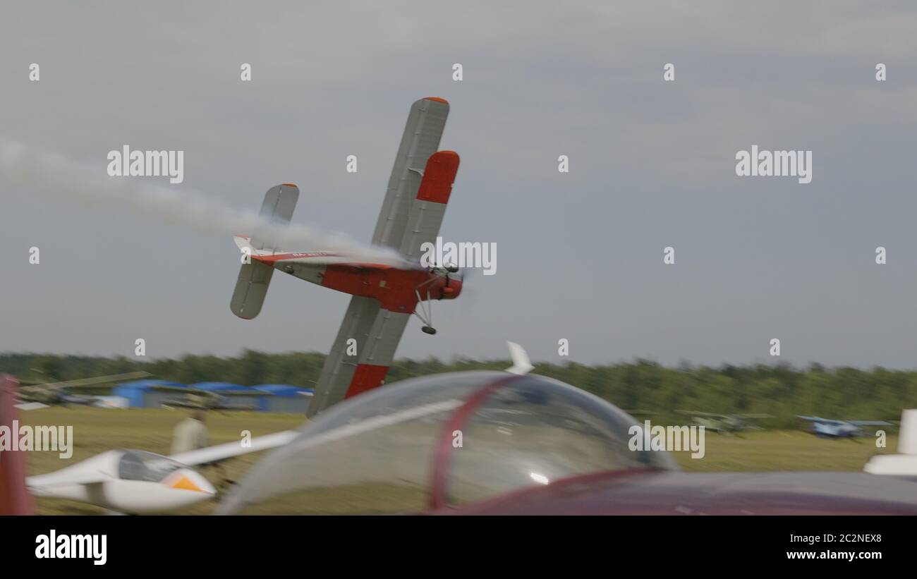 MOSCOW - SEP 2: The An-2 aircraft crashed at a celebration in honor of ...