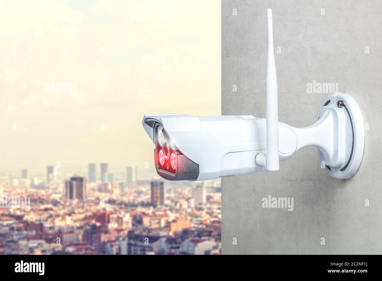 detail of a surveillance camera with infrared technology for night ...