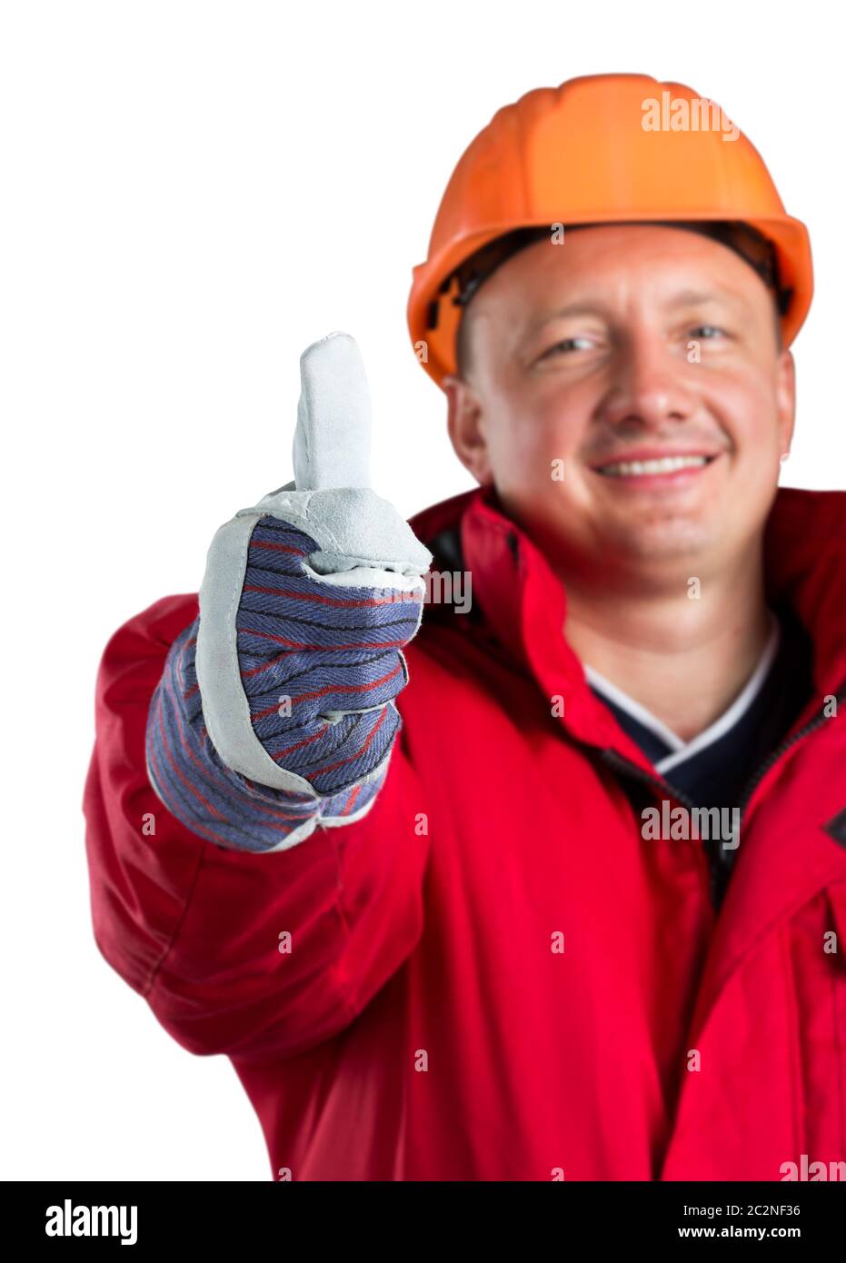 Construction worker looking up isolated hi-res stock photography and ...