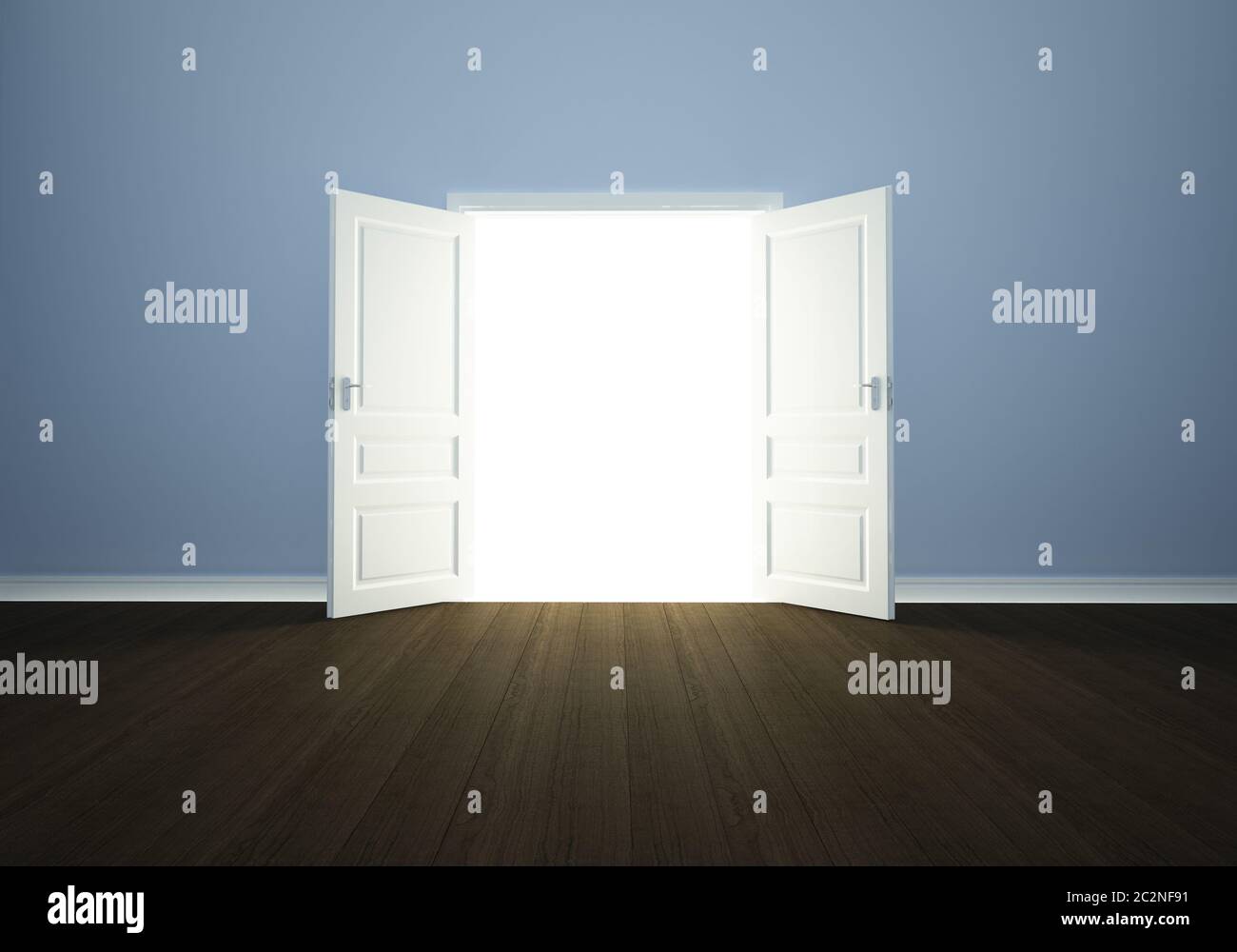 Open double door isolated inside Stock Photo - Alamy