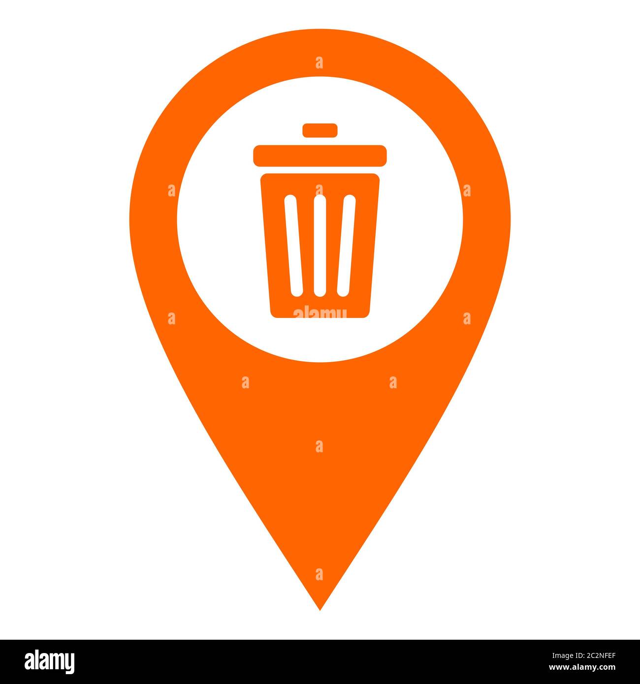 Waste bin and location pin Stock Photo - Alamy