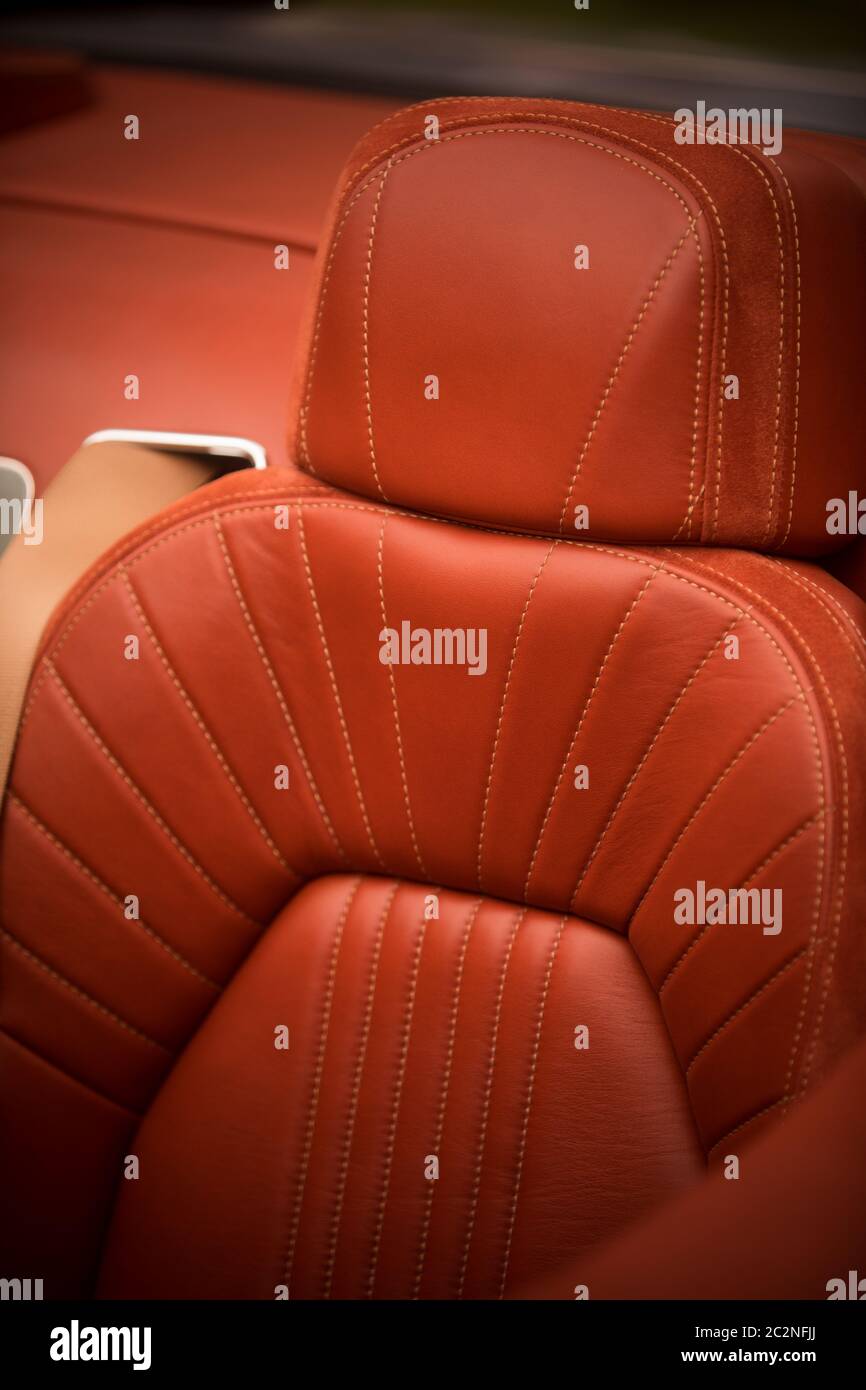 Color detail of the leather seats of a sports car Stock Photo - Alamy