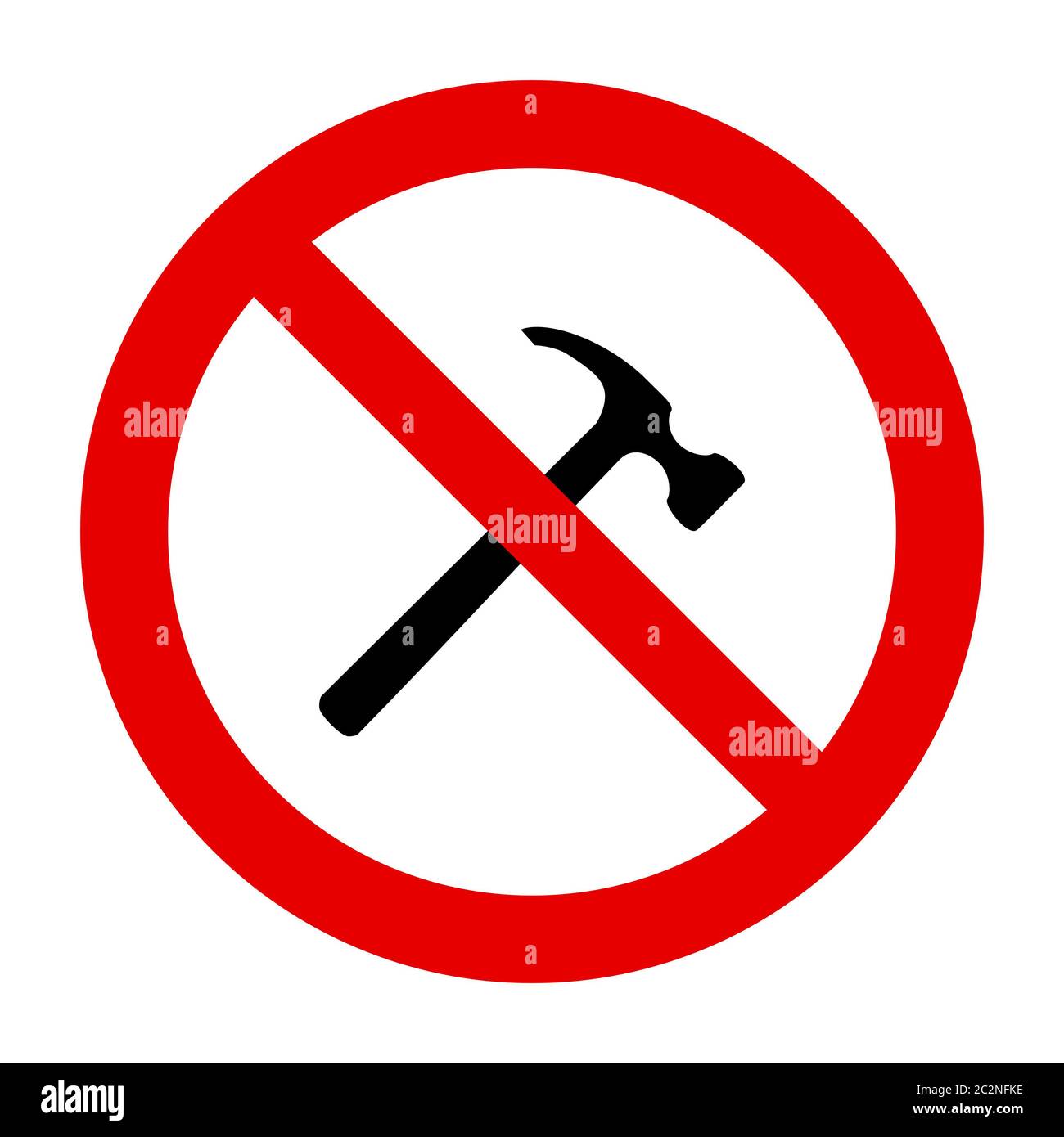Hammer and prohibition sign Stock Photo - Alamy