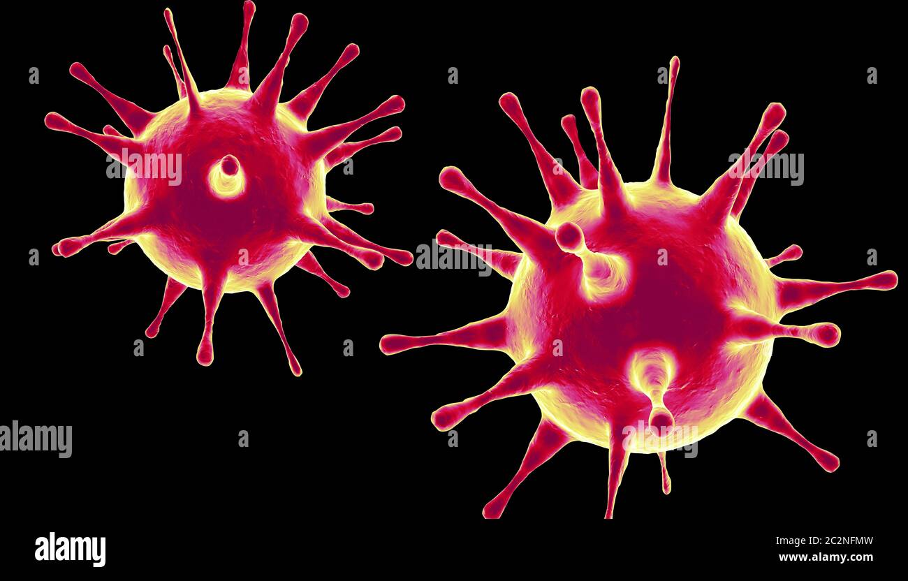 Microscopic view of influenza virus cells Stock Photo - Alamy