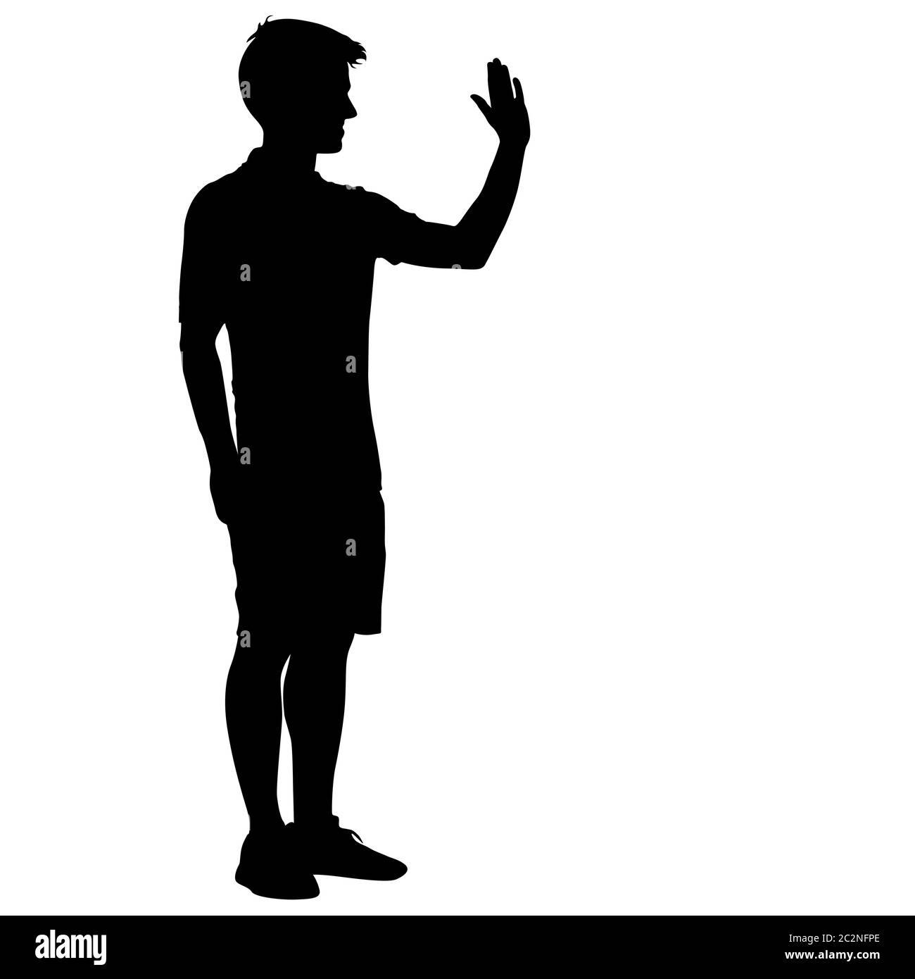 Silhouette man hand raised vector hi-res stock photography and images ...