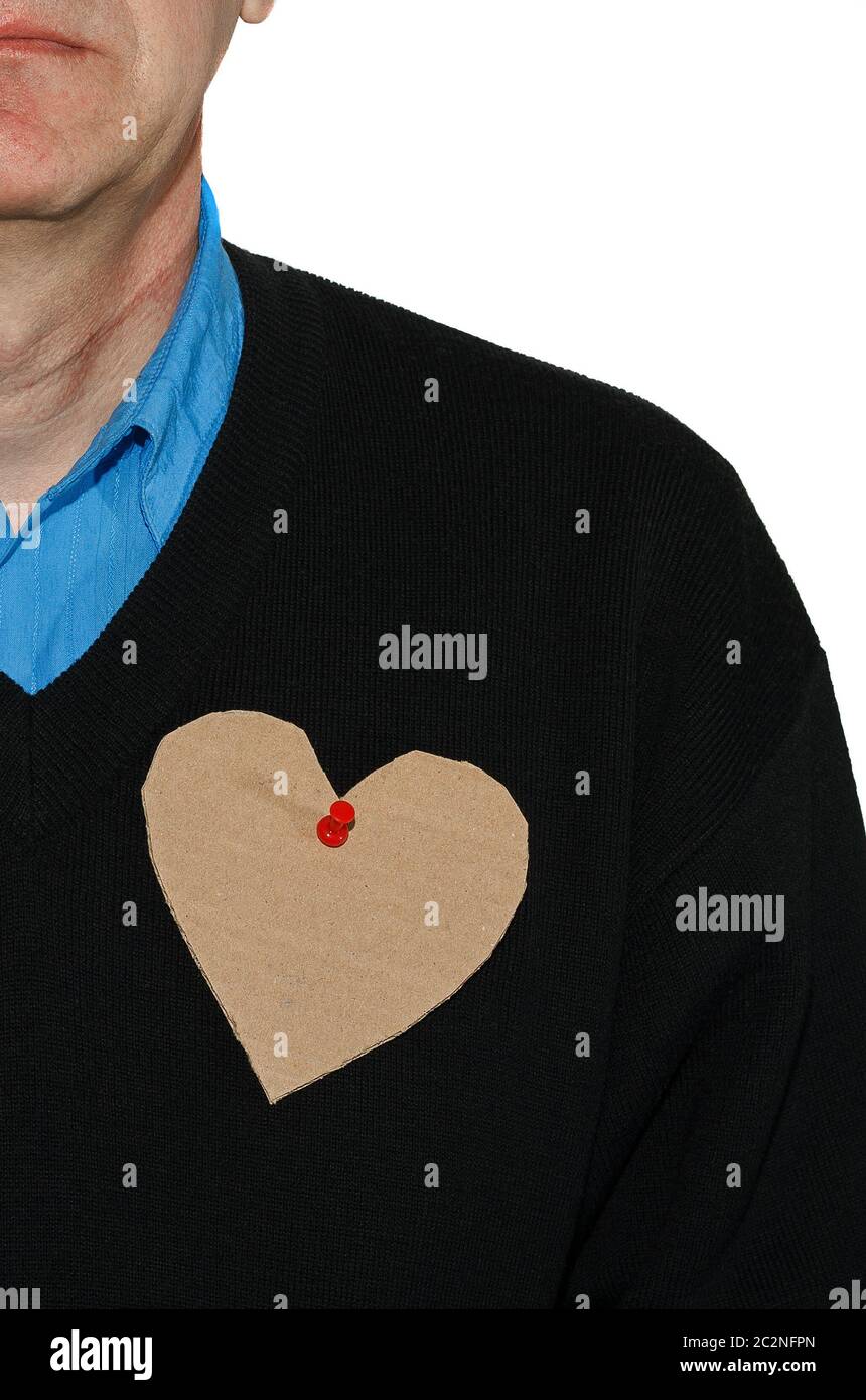 Pinned cardboard heart Stock Photo - Alamy