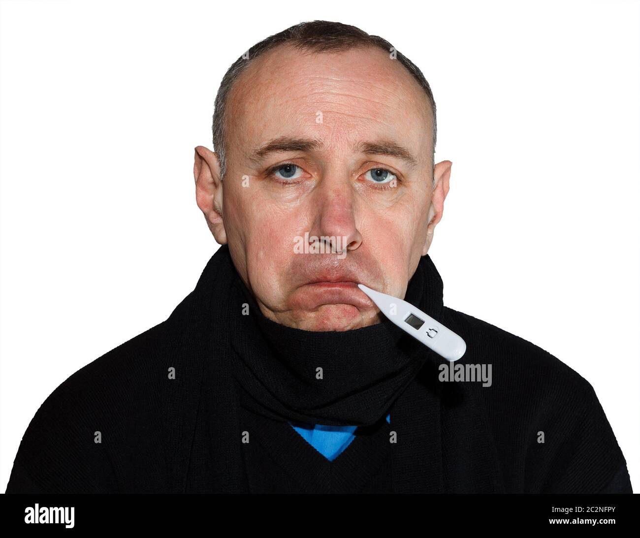 A sick man with a thermometer Stock Photo - Alamy