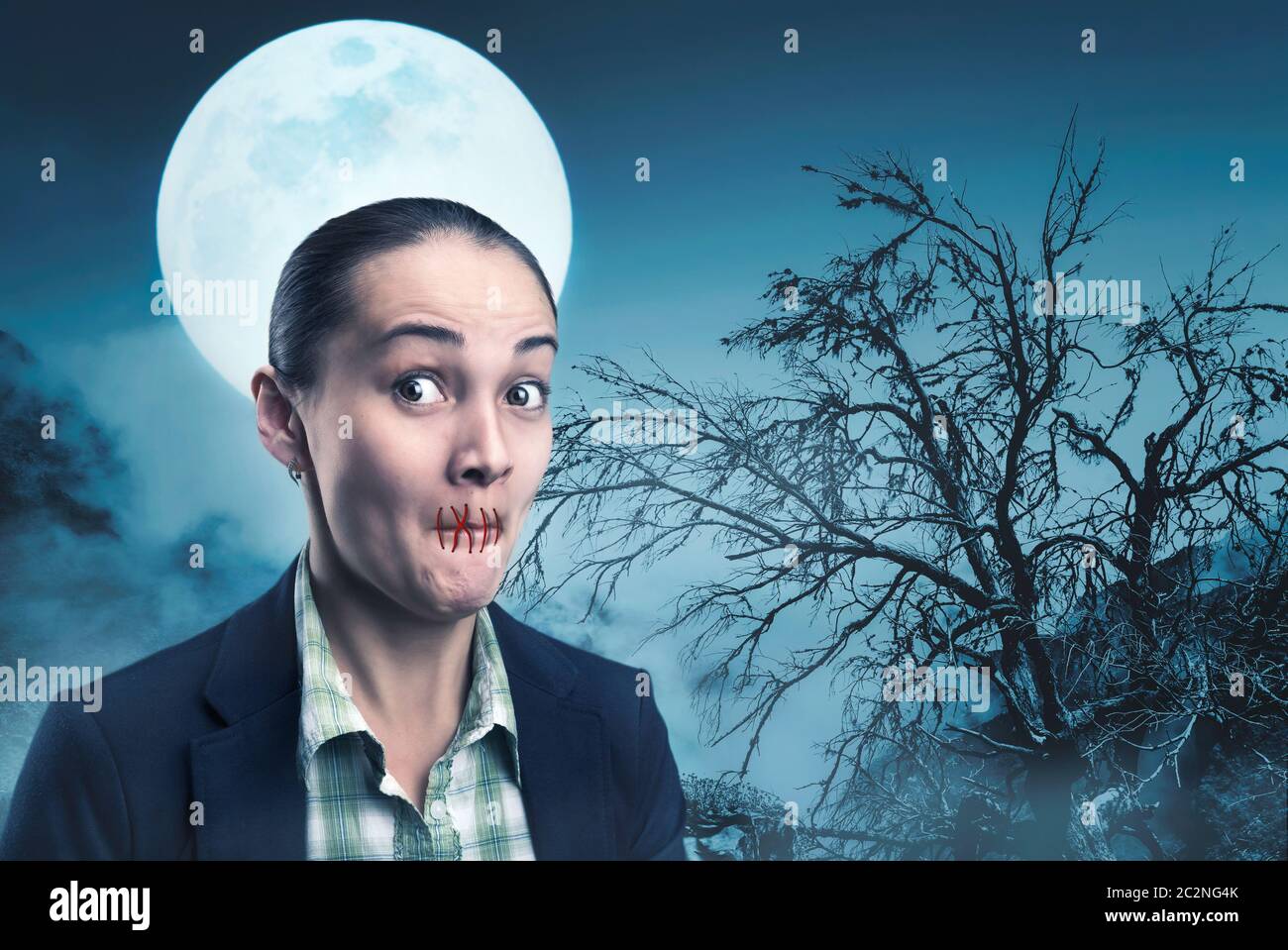 Sewed lips hi-res stock photography and images - Alamy