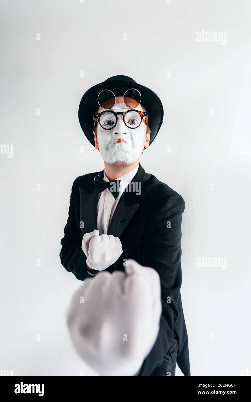 Funny mime in white gloves hi-res stock photography and images - Alamy