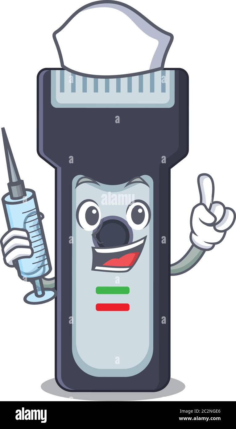 A dedicate electric shaver nurse mascot design with a syringe Stock ...