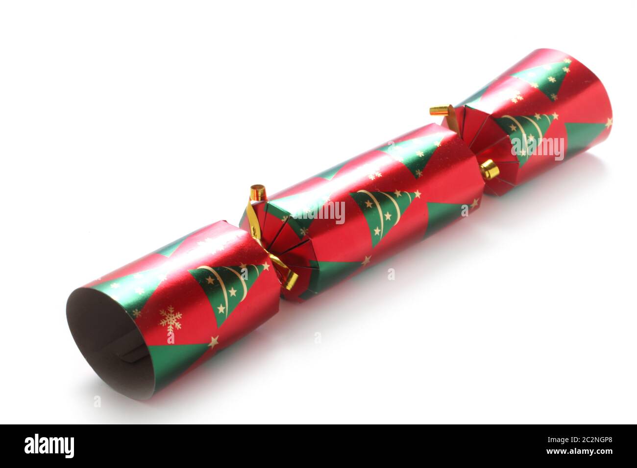 Red And Green Christmas Cracker Isolated On White Stock Photo - Alamy