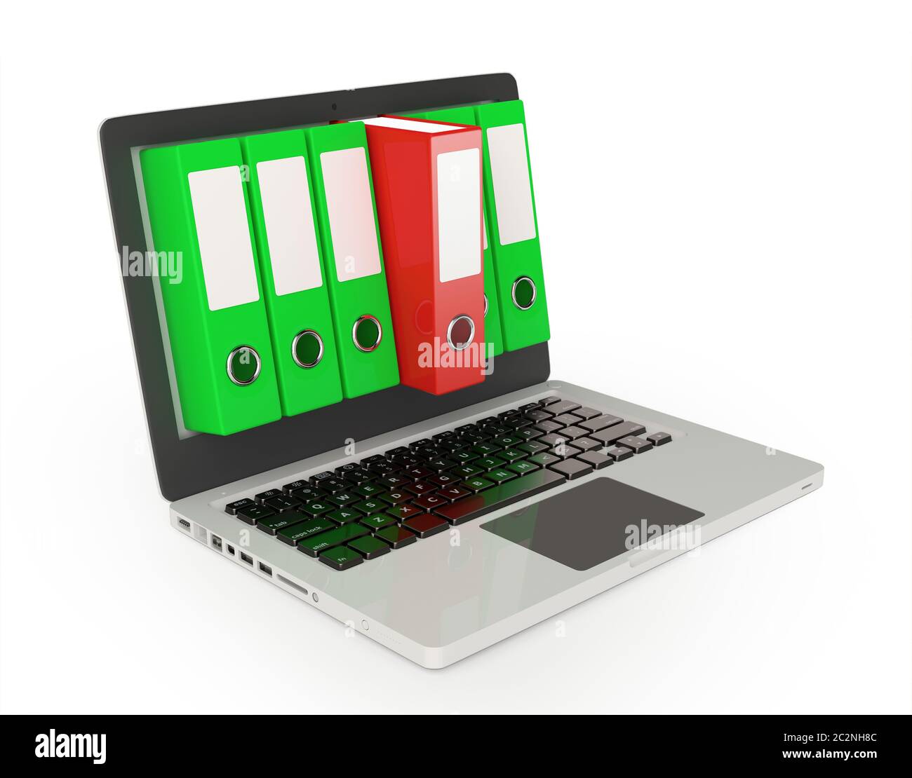 Modern laptop with folders isolated on white Stock Photo - Alamy