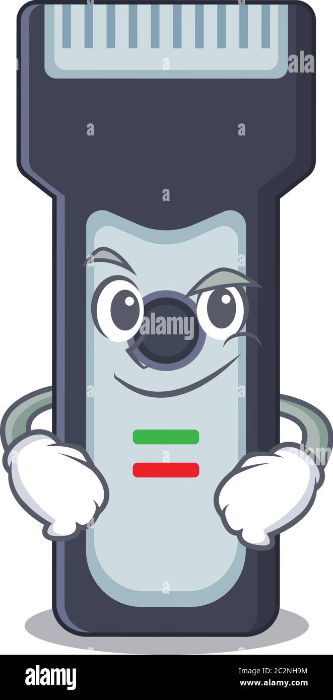 A cute caricature picture of electric shaver having confident gesture ...