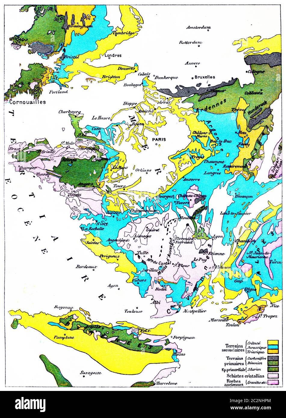 Map of gradual formation of land, vintage engraved illustration. Earth ...