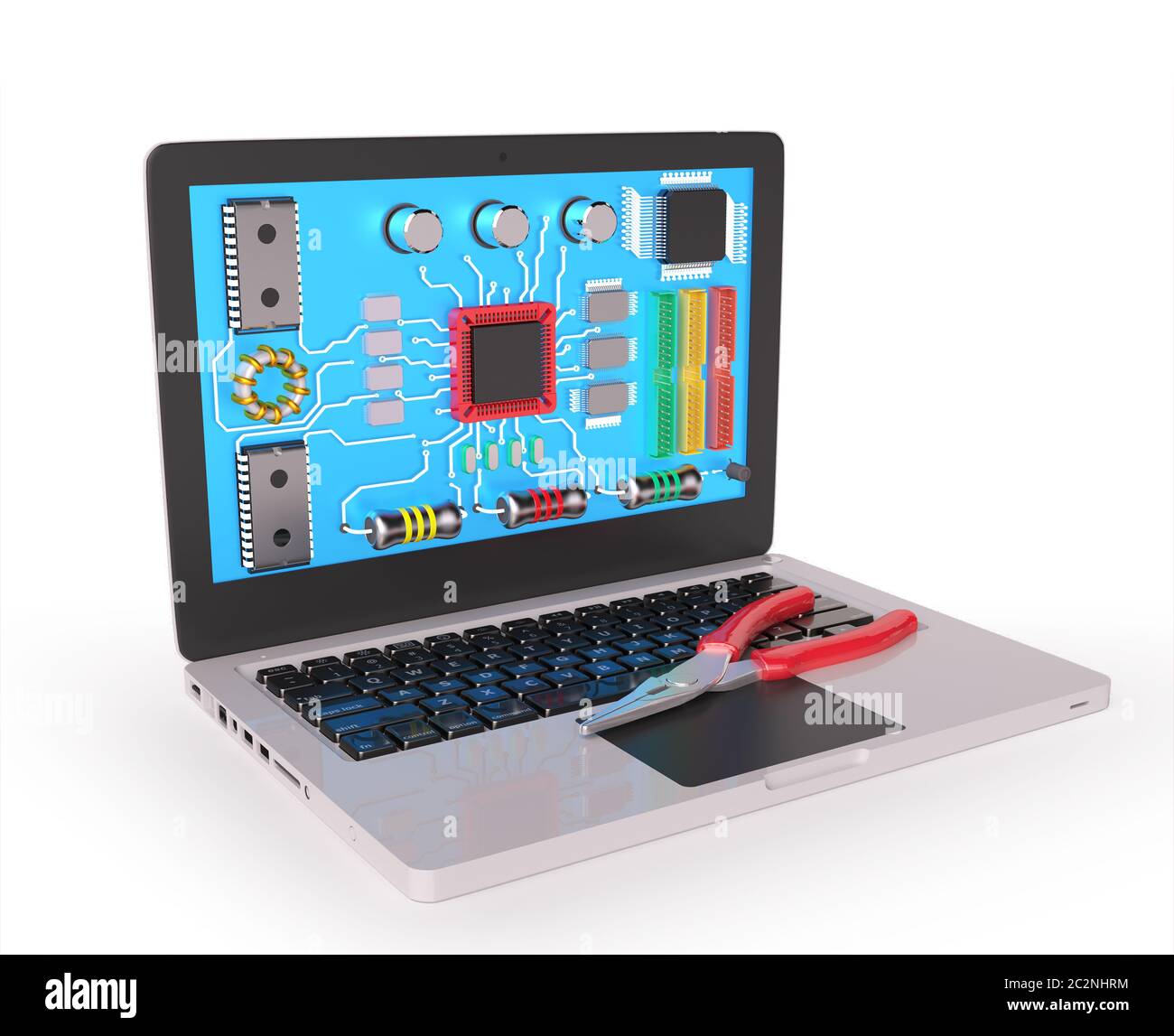 Modern laptop with an electronic circuit instead of screen Stock Photo ...