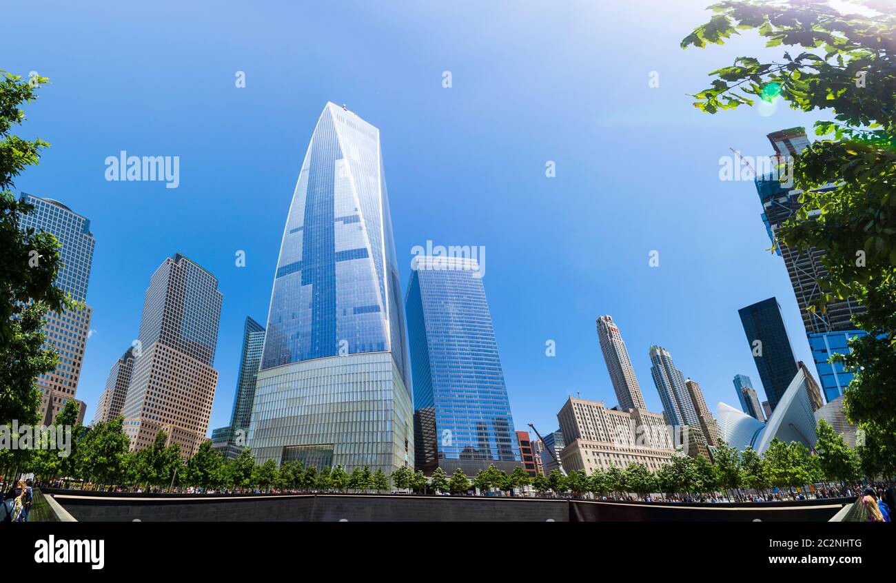 New York City, USA - June 09, 2016. Manhattan skyline with Freedom ...