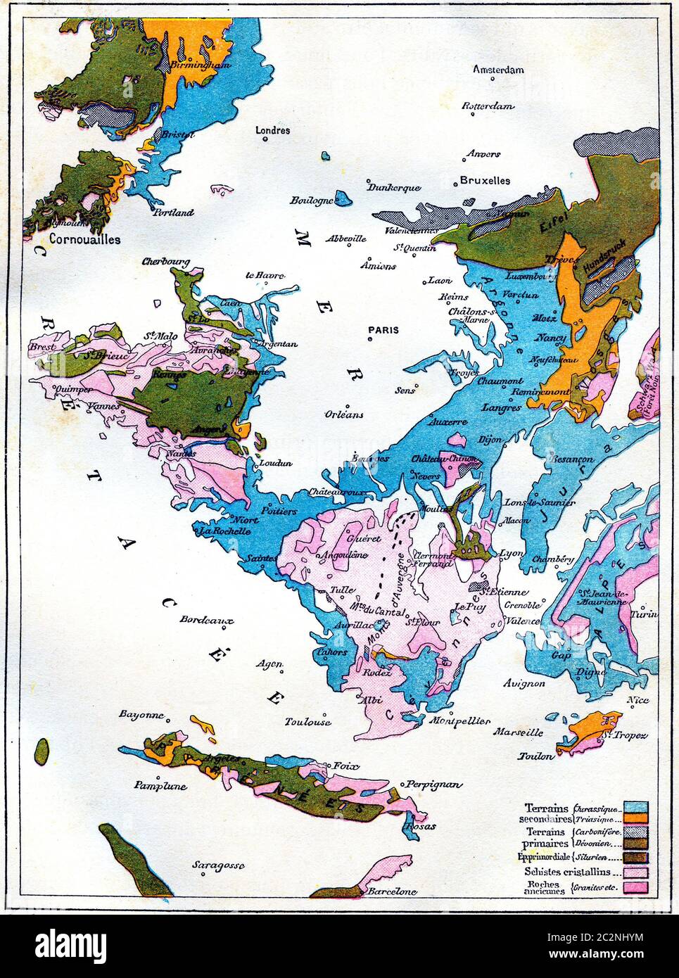 Map of gradual formation of land, vintage engraved illustration. Earth ...
