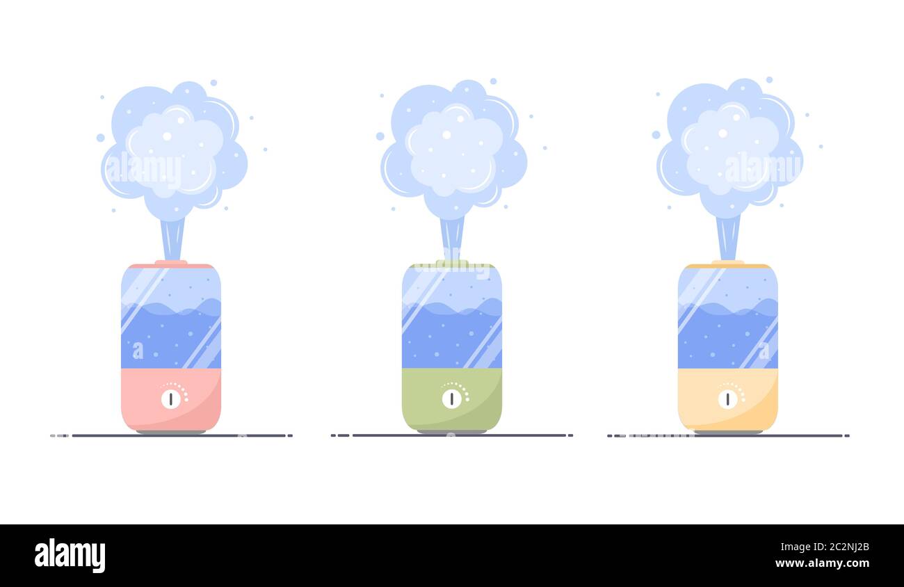 Humidifier air icon. Set of ultrasonic purifiers microclimate for home ...