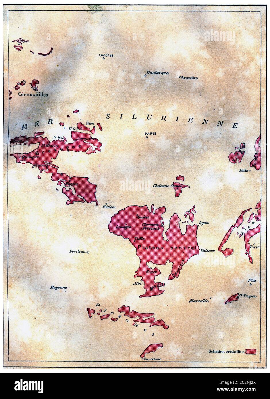 Map of gradual formation of land. France, vintage engraved illustration ...