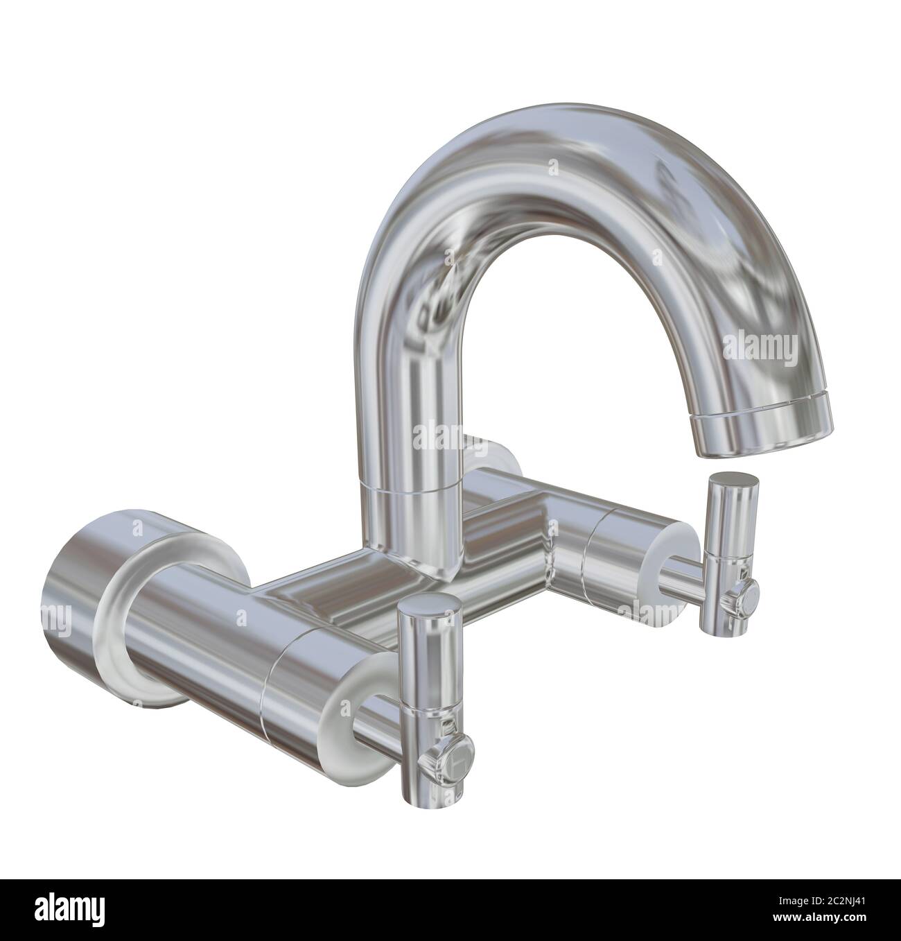 Modern faucet with chrome finishing, 3d illustration, isolated against ...