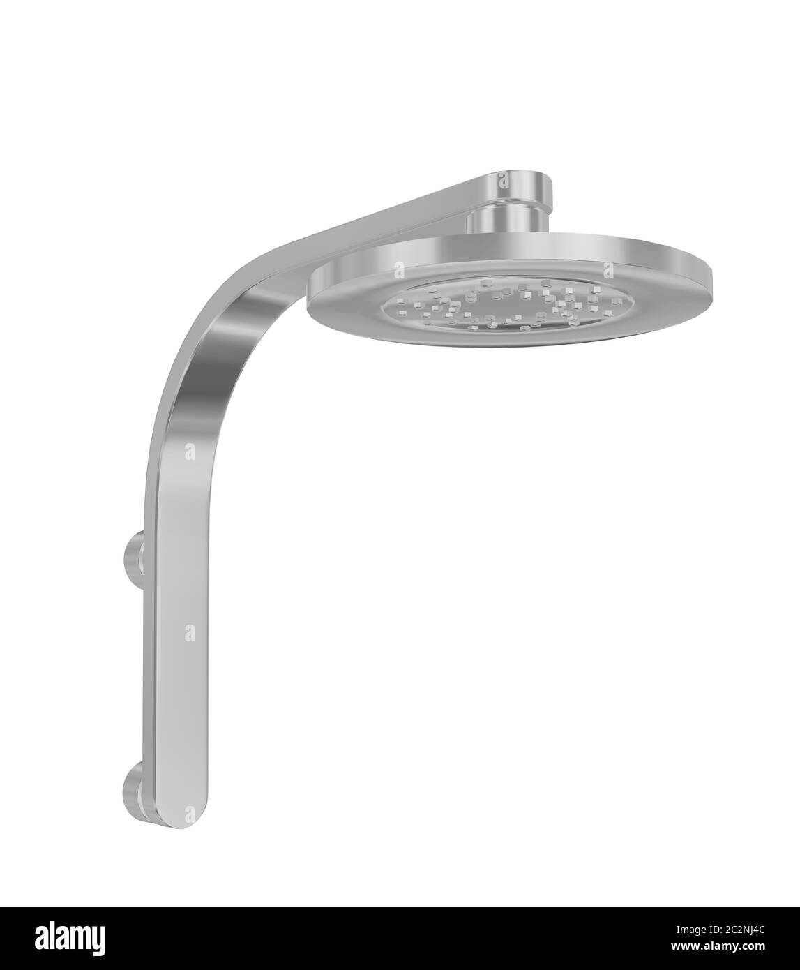 Modern shower head with chrome finish, 3D illustration, isolated ...