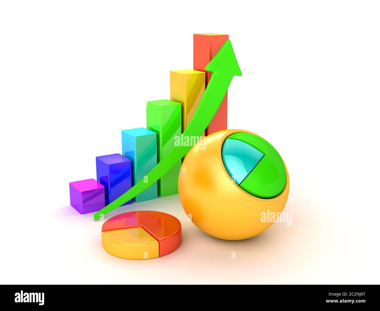 Three multicolored diagrams showing financial growth Stock Photo - Alamy