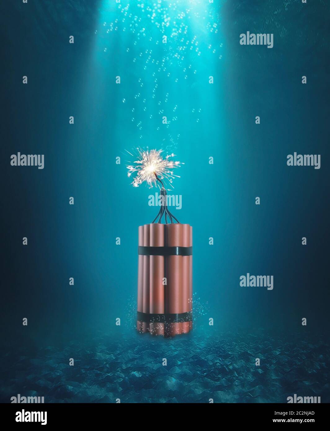 Dangerous dynamite under water in the sea Stock Photo - Alamy