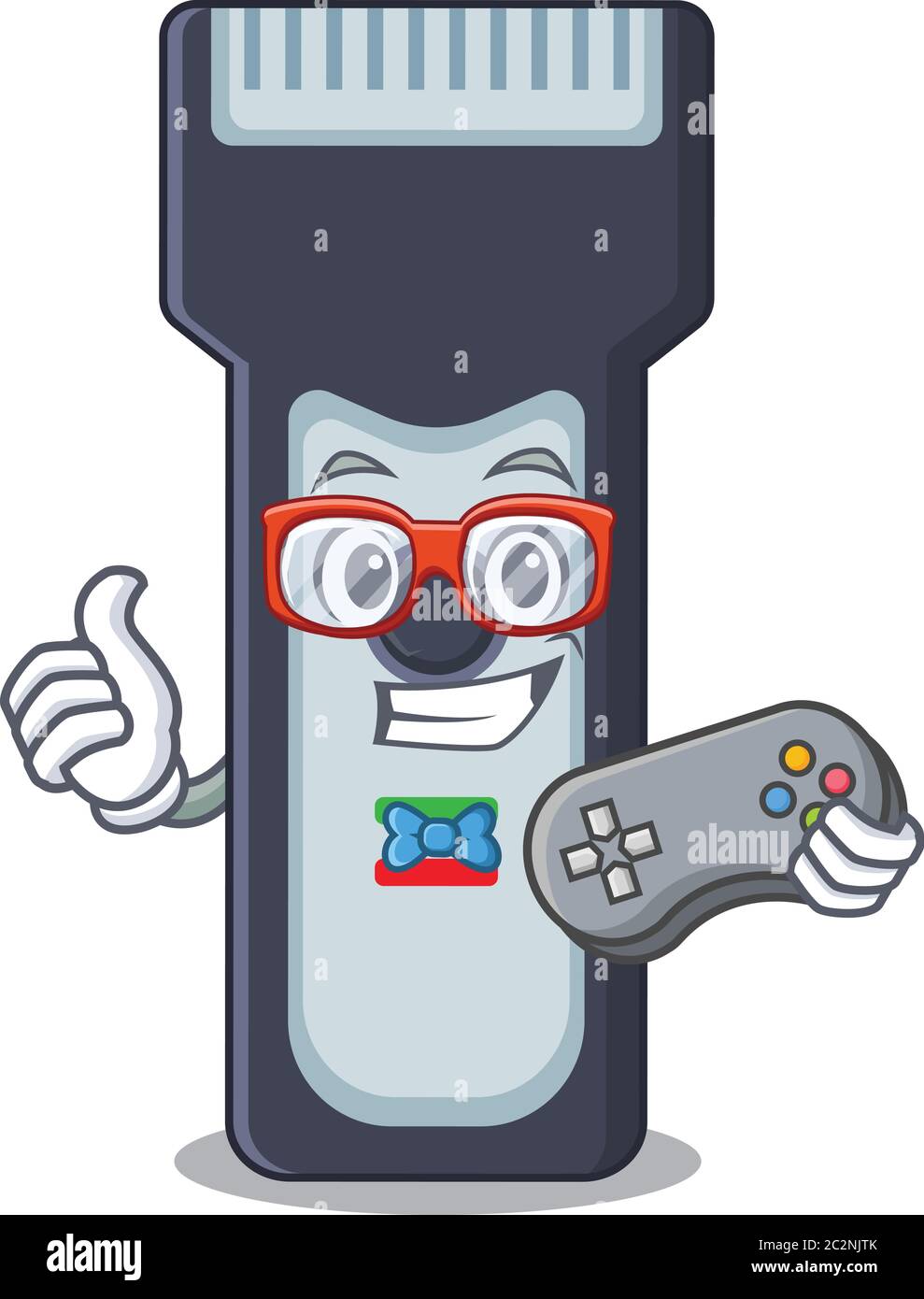 Cartoon Mascot design of electric shaver gamer using controller Stock ...