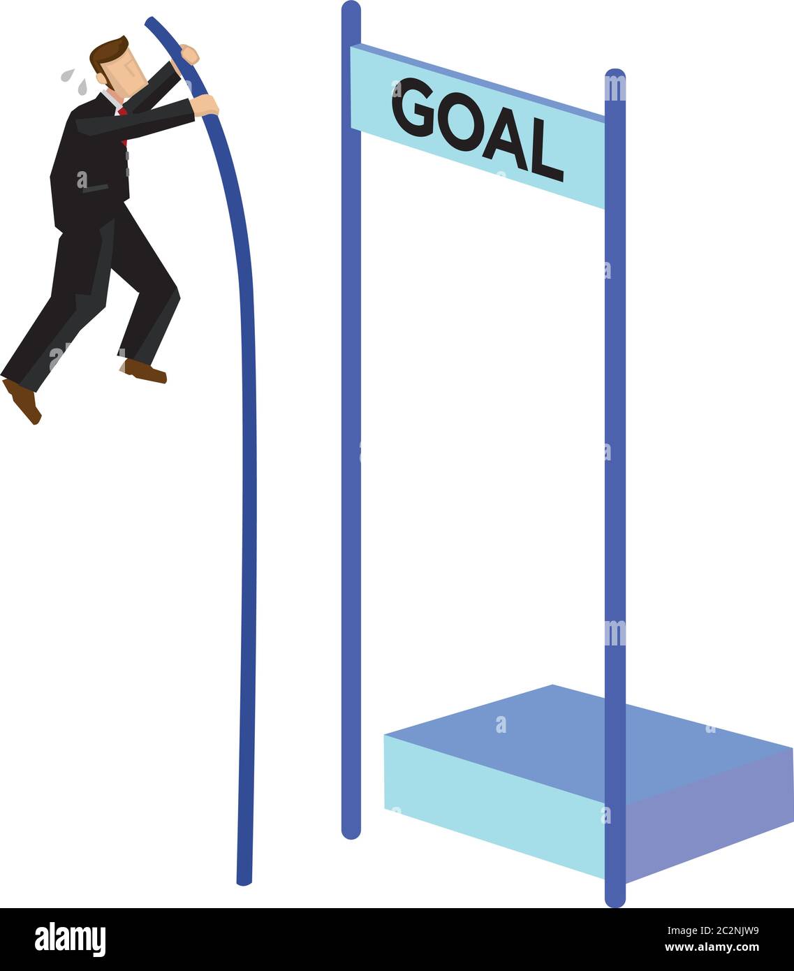 Businessman pole vaulting over goal. Concept of goal management, goal ...