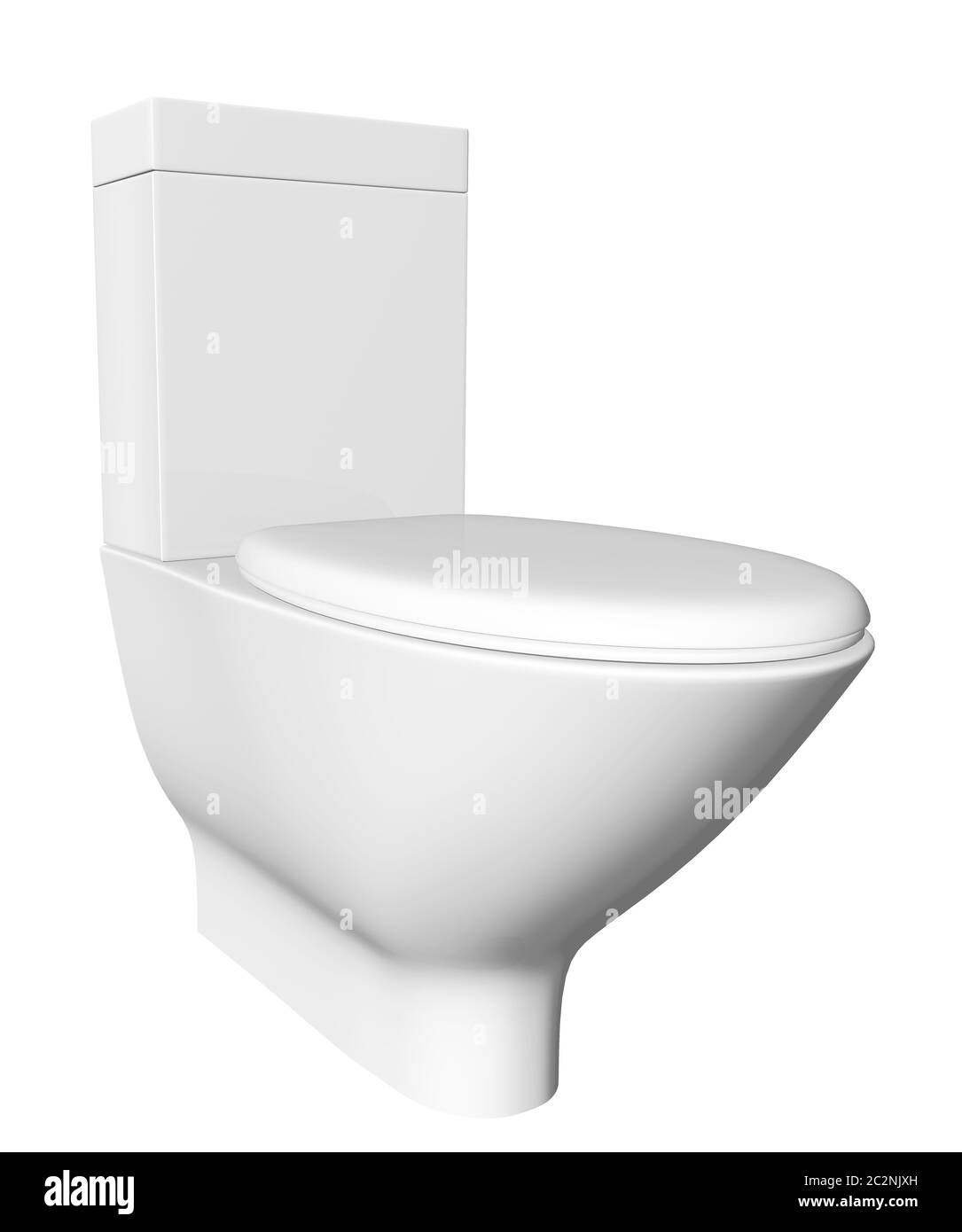 Modern white ceramic and acrylic toilet bowl and lid, isolated against ...