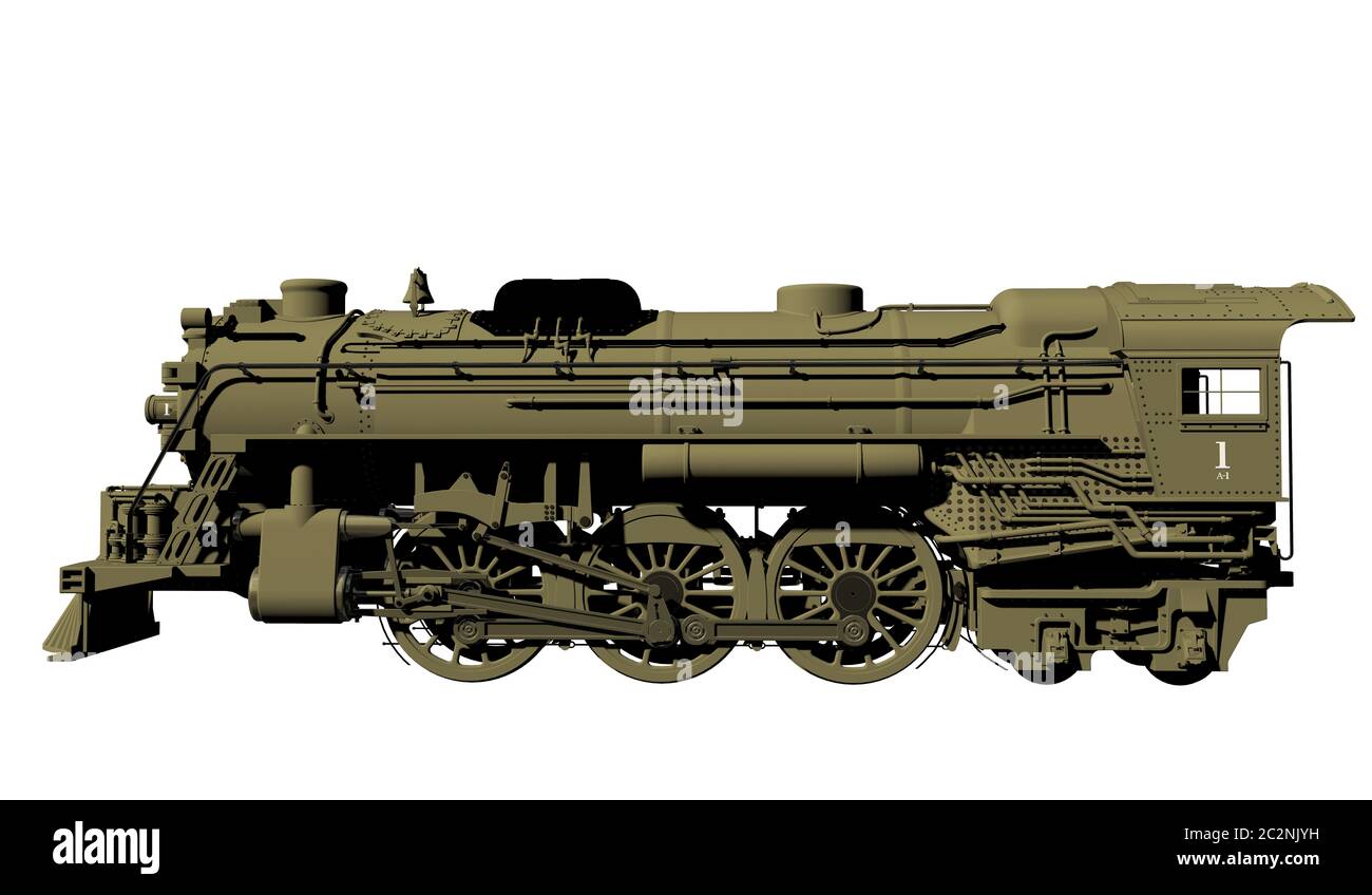 Old steel locomotive isolated on white Stock Photo - Alamy