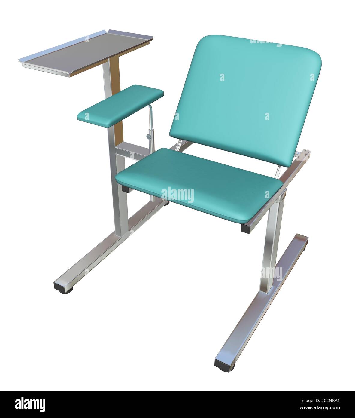 Adjustable medical examination chair with green padding, 3D ...
