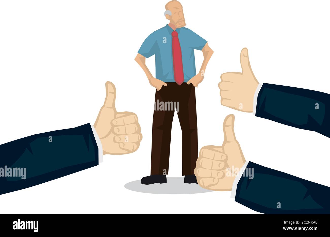 Old man getting praises for doing a good job. Concept of hardwork ...