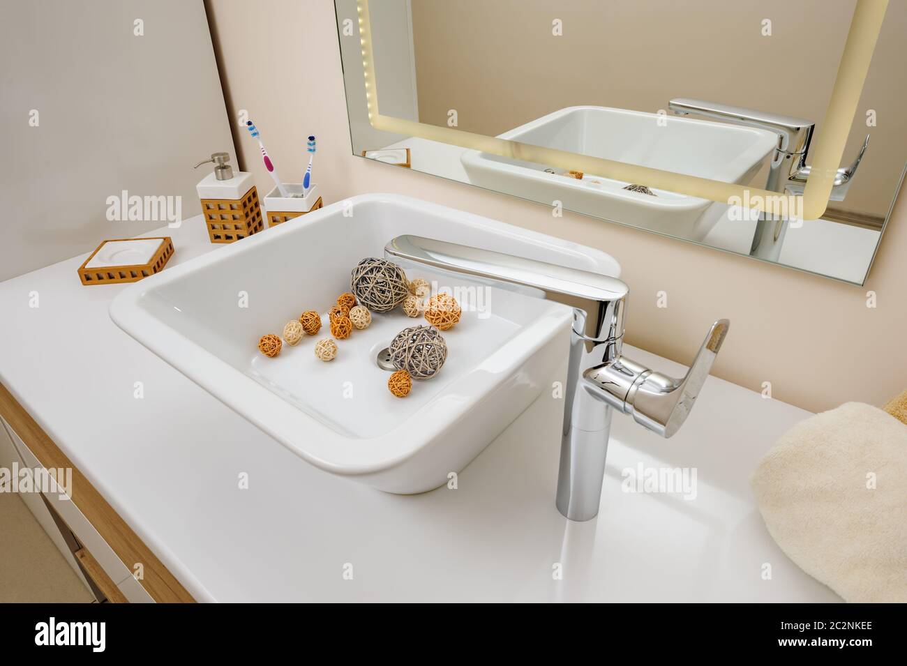 Bathroom interior detail with sink and faucet Stock Photo - Alamy