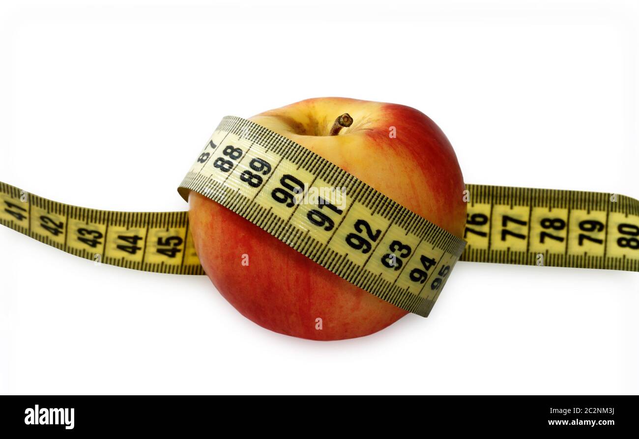 Apple with measuring tape Stock Photo - Alamy