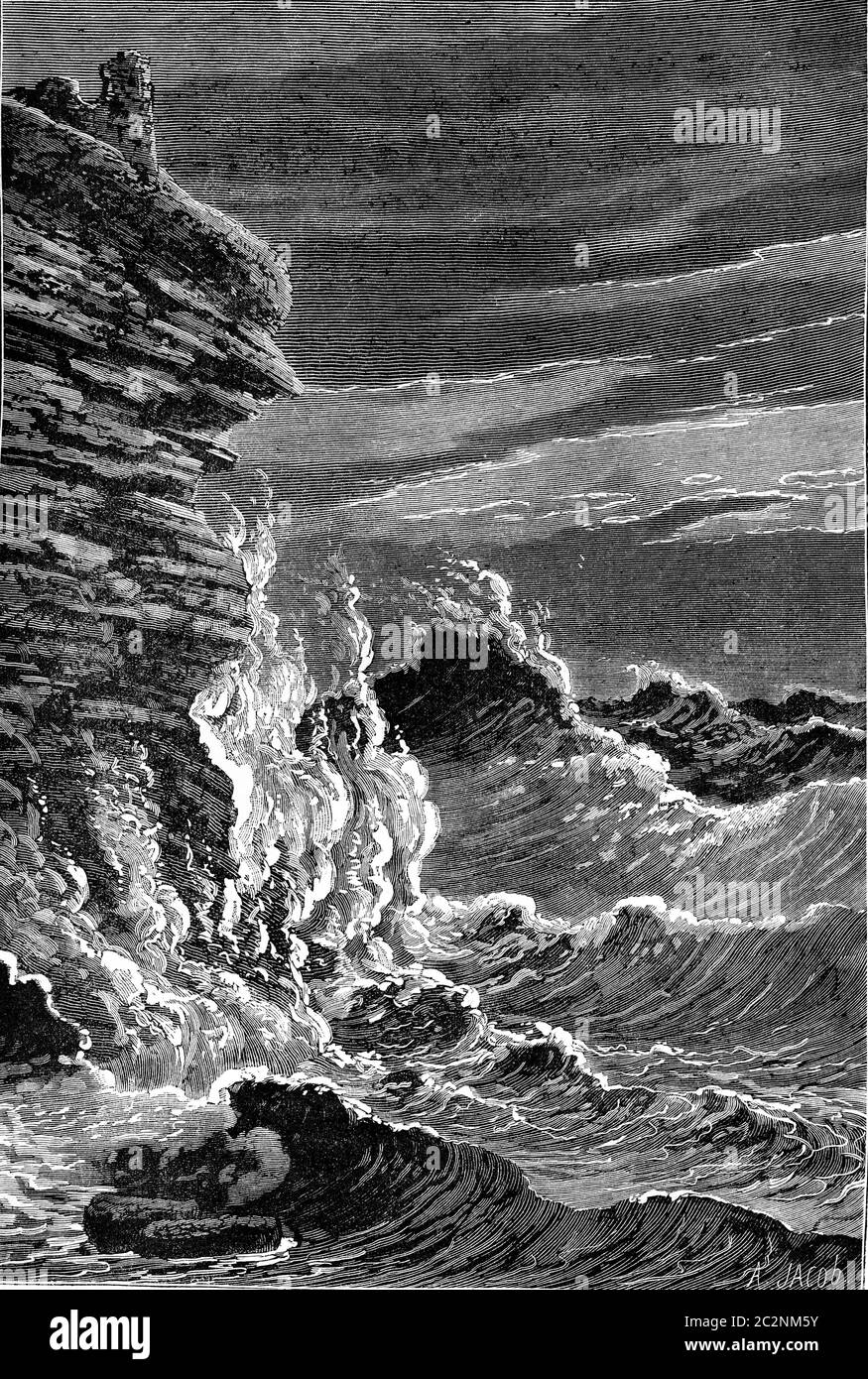 The Storm, vintage engraved illustration. Earth before man – 1886 Stock ...