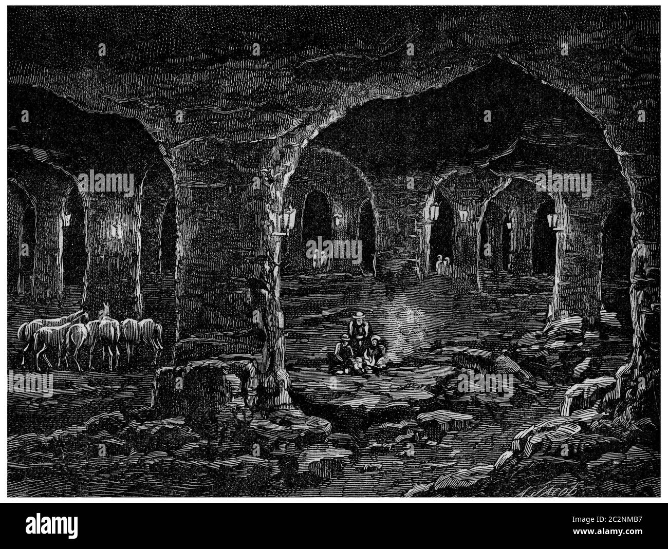 The Triassic formation, Wieliczka salt mines in Poland, vintage ...
