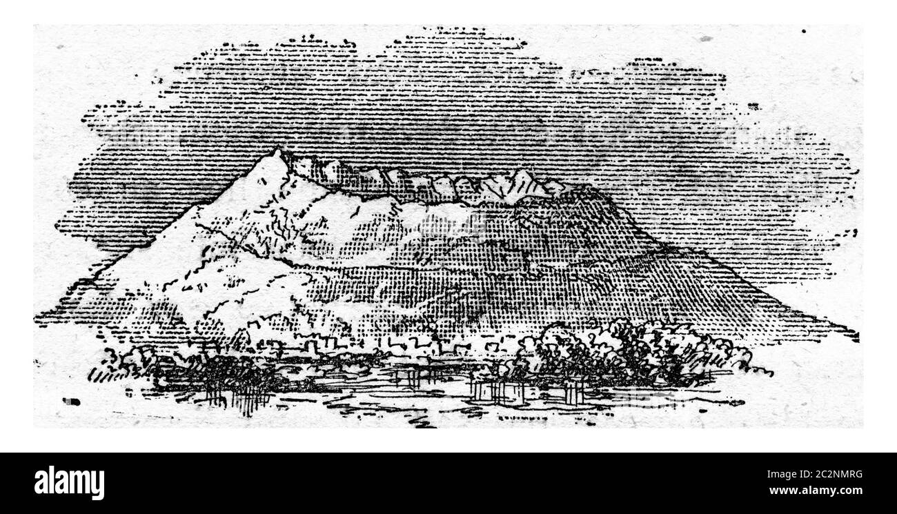 Vesuvius in the time of Strabo, vintage engraved illustration. From ...