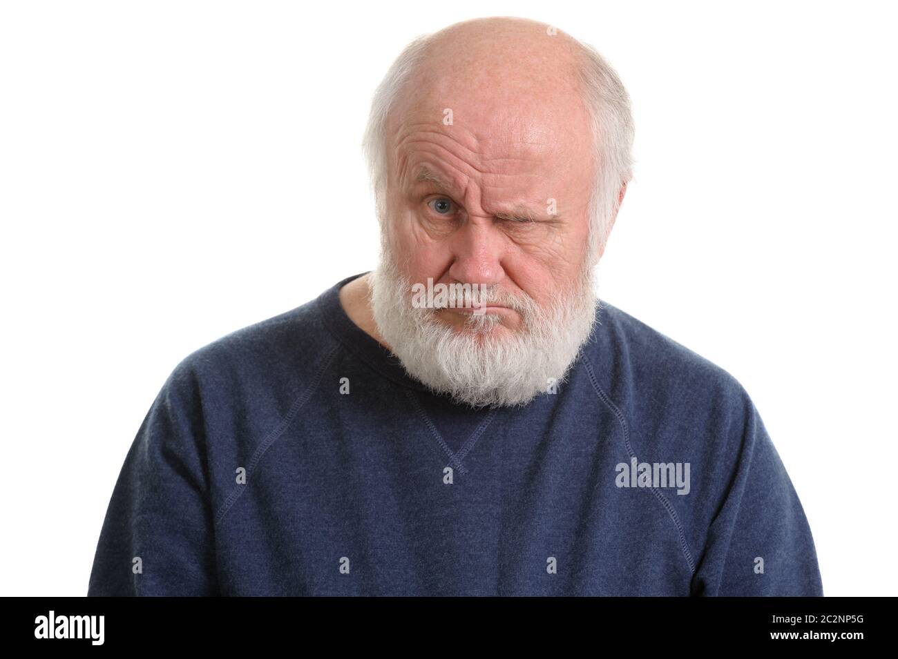 dissatisfied displeased old man isolated portrait Stock Photo - Alamy