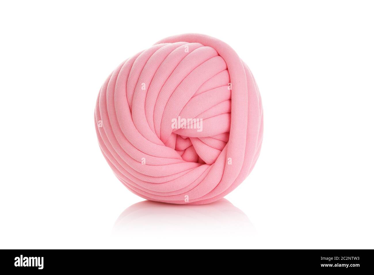 Ball of pink merino wool isolated on white background. Handicraft ...