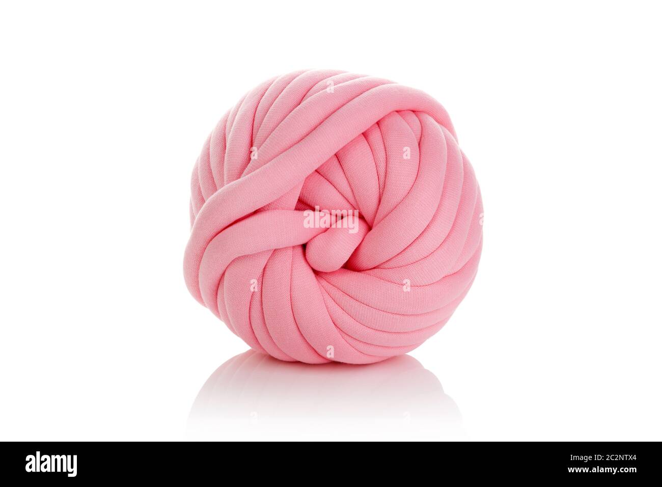 Ball of pink merino wool isolated on white background. Handicraft ...