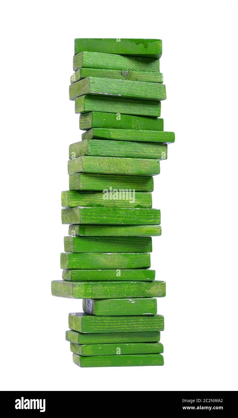 Vintage green building blocks isolated on white background Stock Photo ...