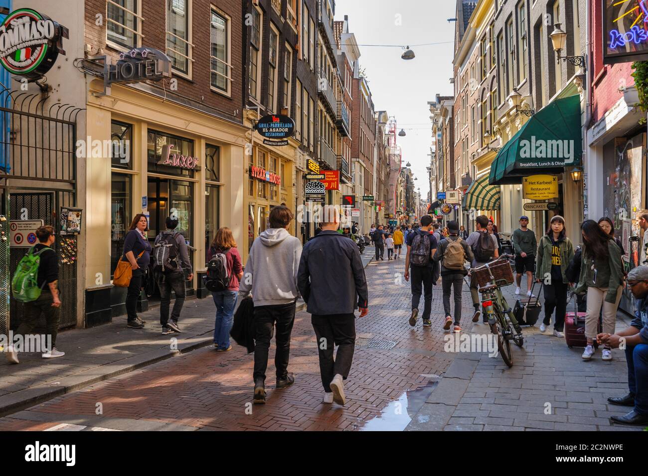 Busy Pedestrian Street Amsterdam Holland High Resolution Stock ...