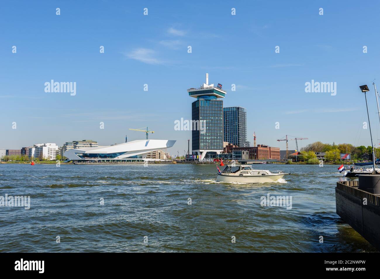 View to Adam lookout and The Eye, the film museum in Amsterdam Stock ...