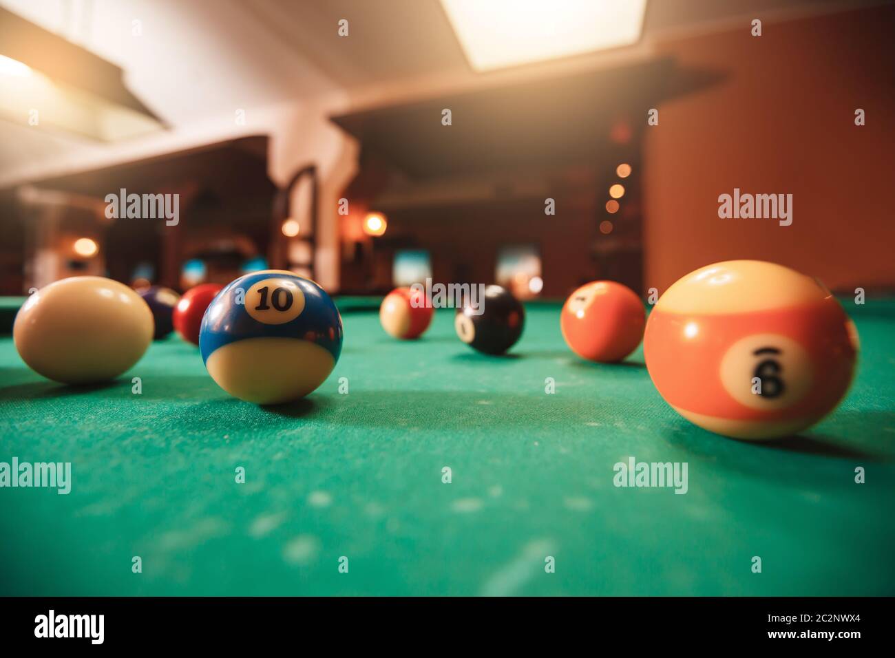Billiard balls on the table closeup Stock Photo - Alamy