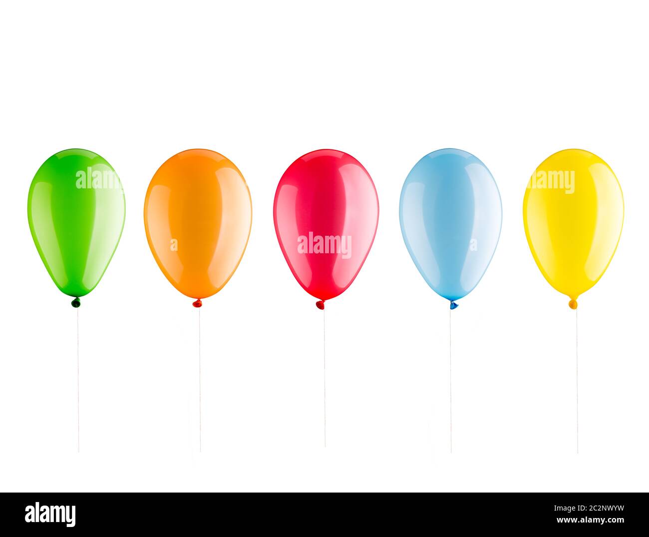 Many colorful balloons in a row isolated on white Stock Photo - Alamy