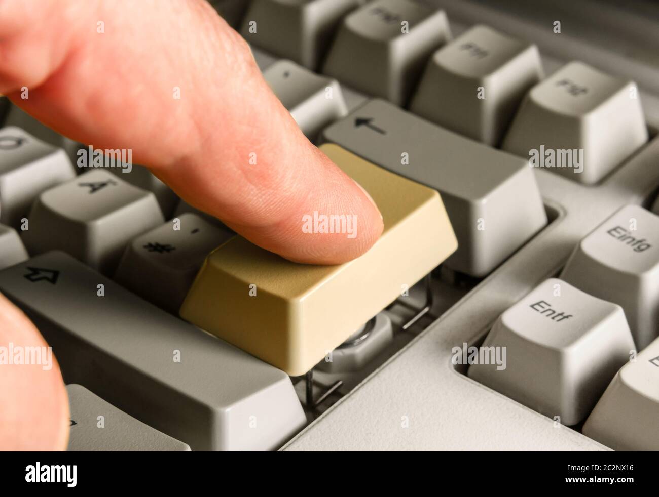 Pressing the Enter Button Stock Photo - Alamy