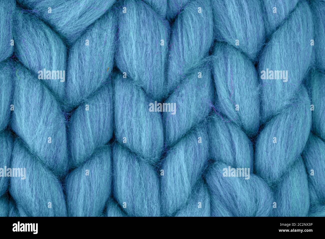 Detail of blue chunky merino wool. DIY knitting Stock Photo - Alamy