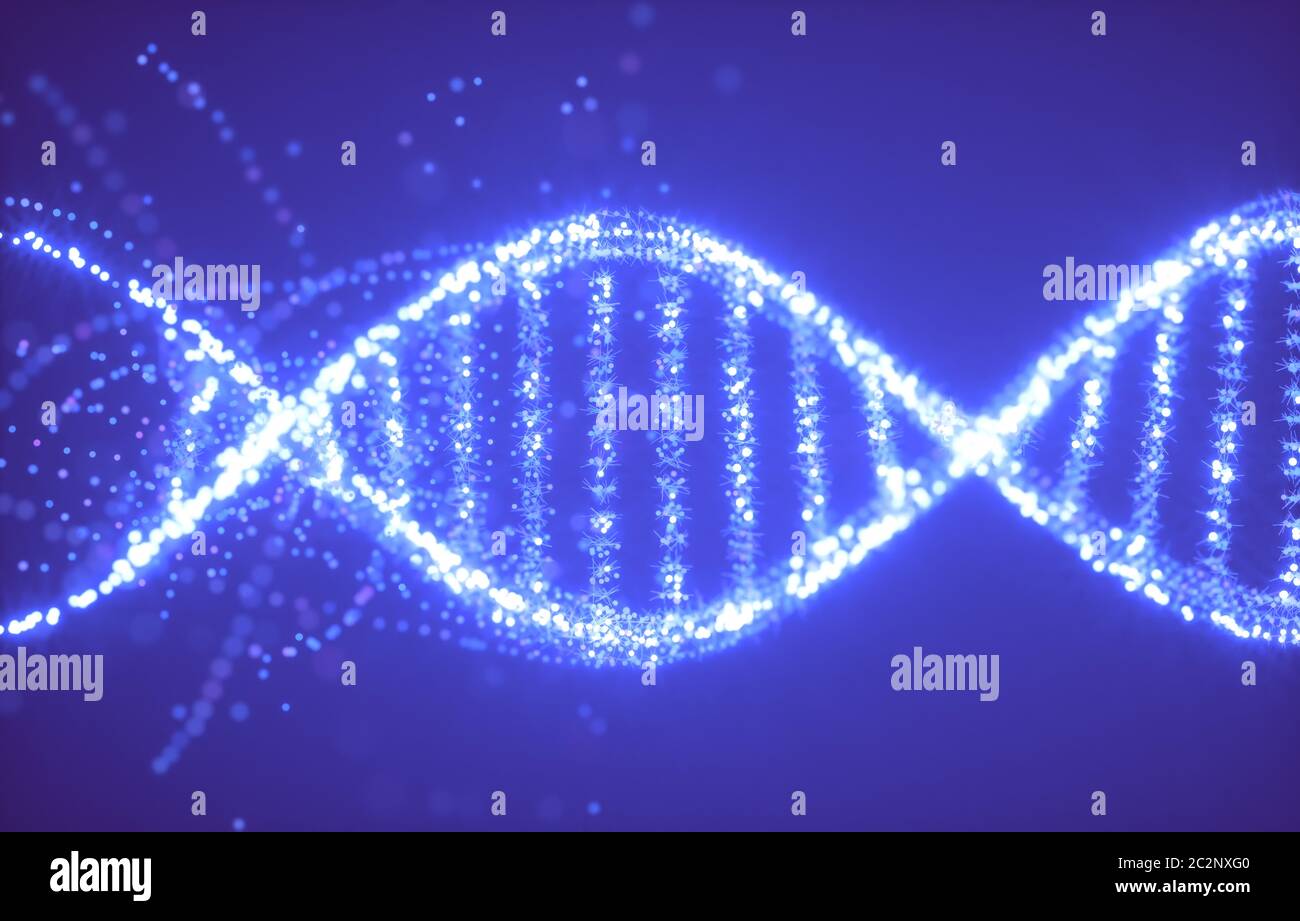 3D illustration. Colorful DNA molecule. Concept image of a structure of ...